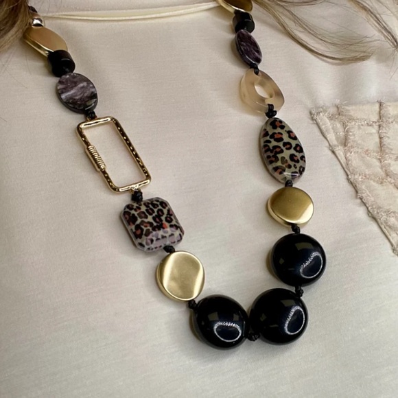 ShopEvelynne | Jewelry | Leopard Print And Black Beaded Necklace | Poshmark